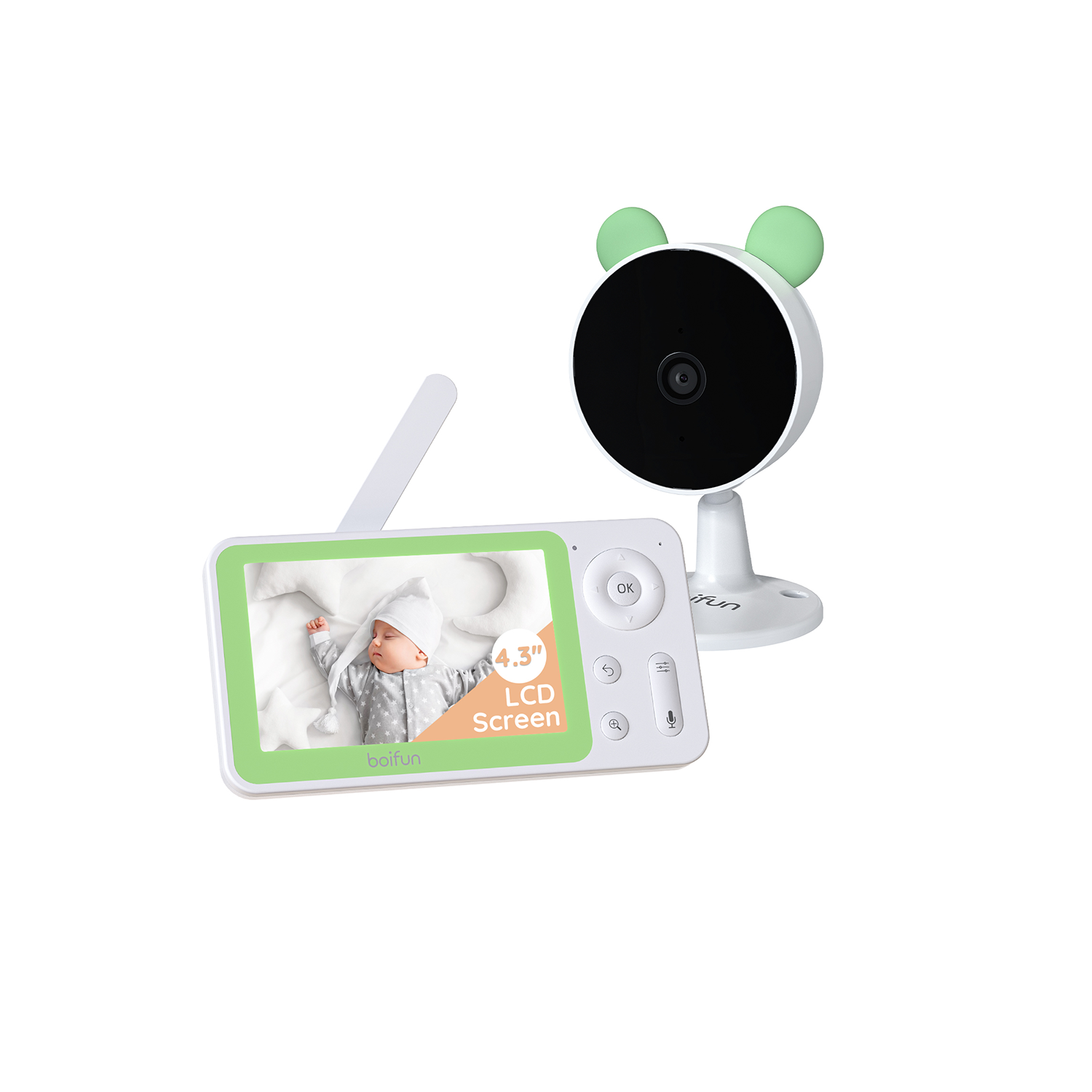BOIFUN Smart Baby Monitor with 4.3” Screen & App, 1080P HD Camera,Cry ...